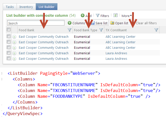 Specifying Default Columns