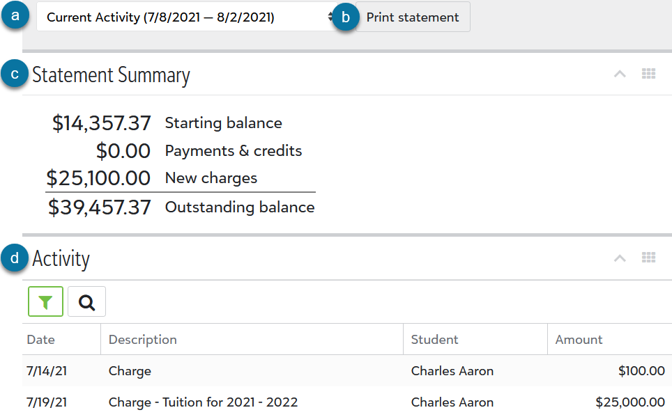 View and print statements