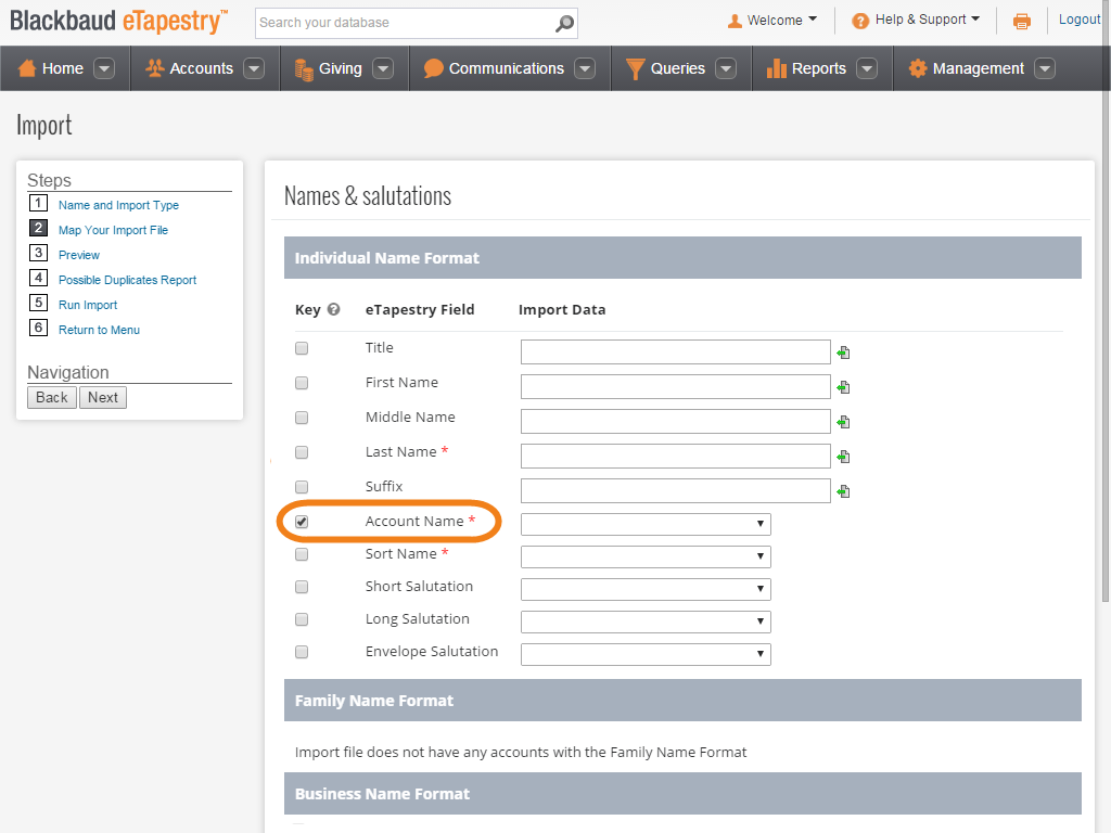 Account Information Import Tutorial